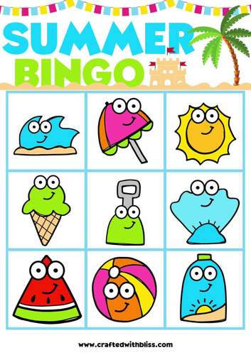 Summer BINGO For Preschool-Kindergarten, Summer Games and Activity