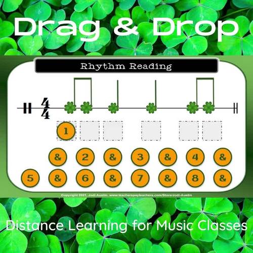 Rhythm Reading - Drag & Drop Pack - Shamrock Theme by Jodi Austin