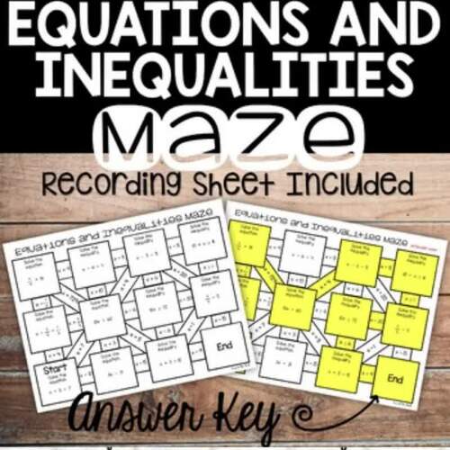 No Prep Equations and Inequalities Review Maze by Thriving Teacher Inc