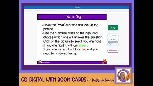 Boom™ Cards: What Questions. For Speech & language therapy by Katrina Bevan