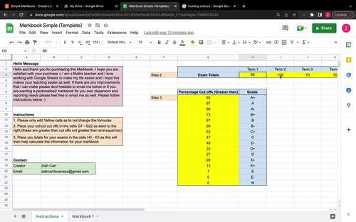 Simple and Easy Markbook by The Efficient Teacher Store | TpT