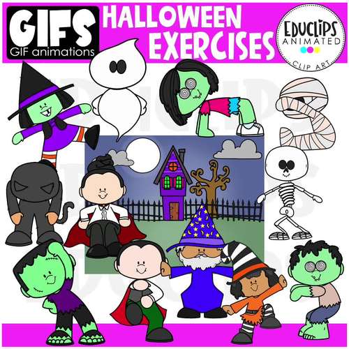 GIFs - HALLOWEEN EXERCISES GIFs - Animated Images - {Educlips} | TPT