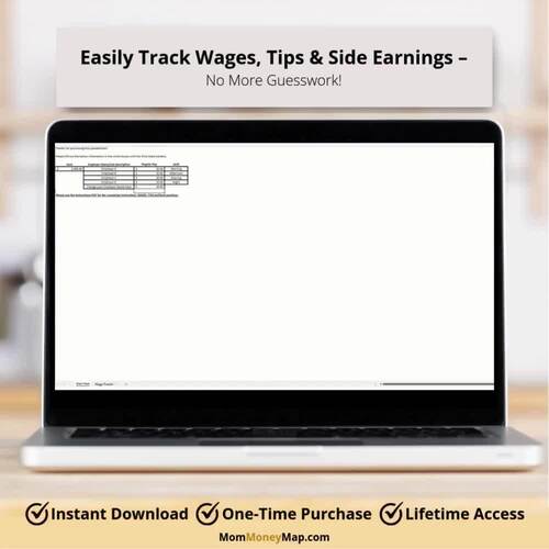Simple Wage Tracker Excel Spreadsheet by Mom Money Map | TPT