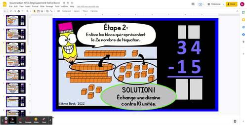 La soustraction AVEC regroupement (à deux chiffres): Google Slides™
