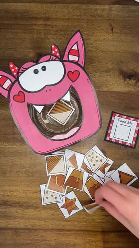 Valentine's Feed the Love Monster 2D Shapes Activity by Chalk and Chuckles