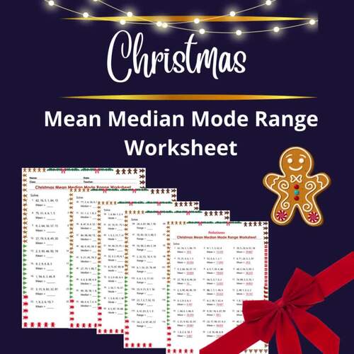 Christmas Math Mean, Median, Mode, Range 14 Worksheets Activity Print ...