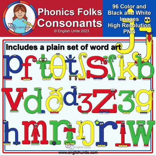 Clip Art - Phonics Characters Bundle (Phonetic Symbols Word Art)