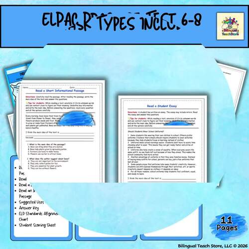 ELPAC Practice Test, Reading Domain, Grades 6–8, 4 Task Types, ELD ...