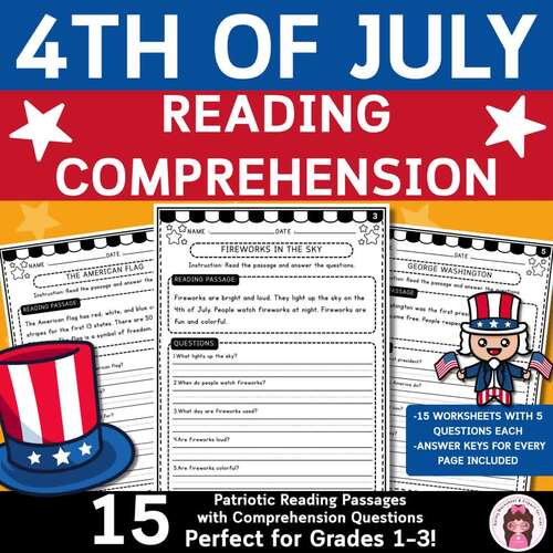 4th of July Reading Worksheets with Questions and Answer Key for Grades ...