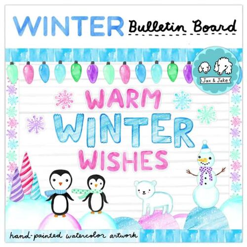 Winter Bulletin Board, Snowflake Penguin Door Decorations For December ...