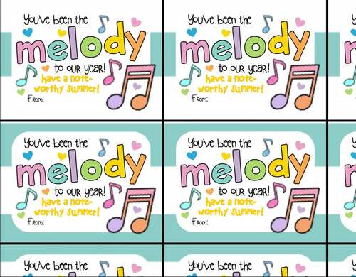 Melody (Melody Pops) End of Year Gift Tag- You've been the melody to ...