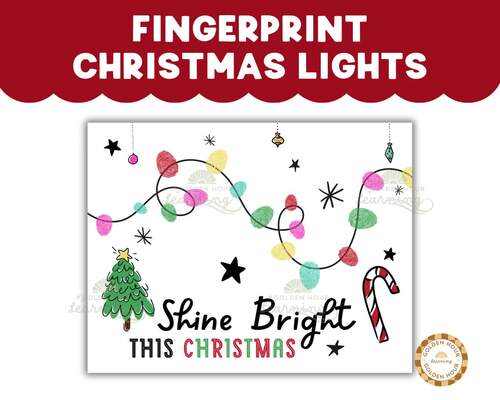 Fingerprint Christmas Lights | Christmas Handprint Art | Easy Holiday Craft