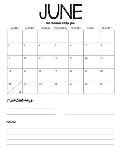 Calendar: 2024-2025 School Year (June 2024-June 2025) Year at a Glance ...