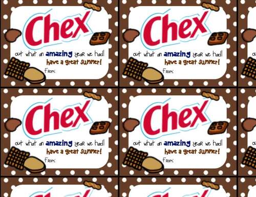 Chex Mix End of Year Gift Tag- Chex out what an amazing year we had ...