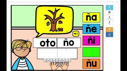 Letra Ñ Silabas ña ñe ñi ño ñu. Boom cards Audio incluido | TPT