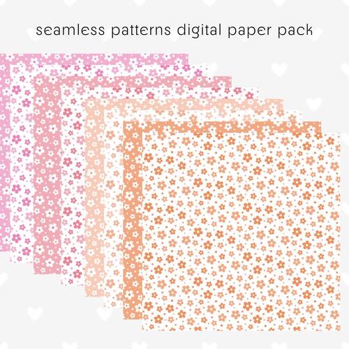 Cute Flowers Confetti Pattern Seamless Digital Paper in Pastel Colours ...