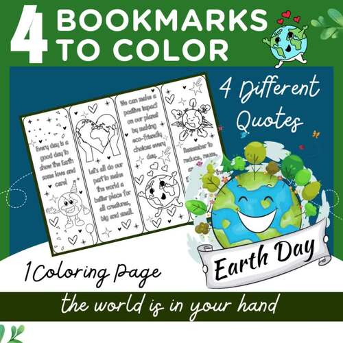 Earth day printable bookmarks to color | spring bookmarks | earth day ...