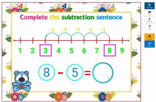 Spring Math Subtraction Sentences using Number Lines Boom Cards | TPT