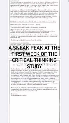 Critical Thinking Unit Study by Accidentally Homeschooled | TPT