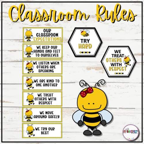 Bee-Themed Classroom Rules & Expectations Posters | Editable Class ...