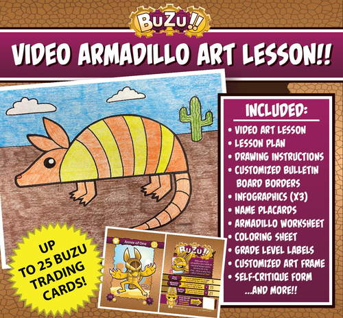 ARMADILLO ART LESSON!! featuring Buzu Trading Card #1: Armie of One