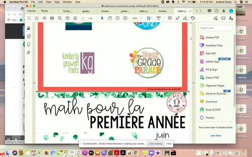 FRENCH First Grade No Prep Math Worksheets JUNE Grade 1 / Première année