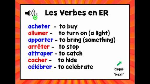 FRENCH ER VERBS BOOM CARDS ⭐ Level 2 ⭐ Regular Verbs Task Cards ...