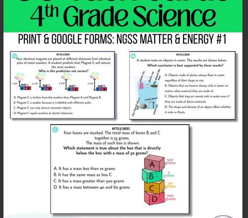 Bundle 4th Grade Science Task Cards Energy Flow, Matter, Fossil Facts ...