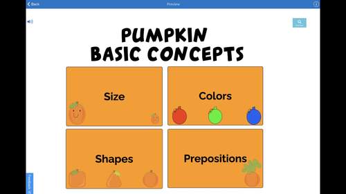 Pumpkin Concepts (BOOM CARDS) by Super Power Speech | TPT