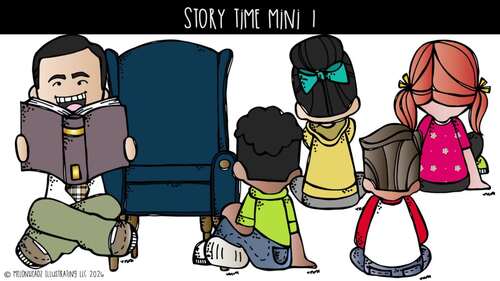 Story time clip art 1, library, reading Mini by Melonheadz Clipart