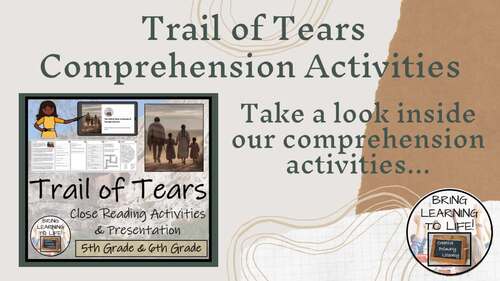 Trail of Tears Close Reading Comprehension Activities | 5th Grade & 6th ...