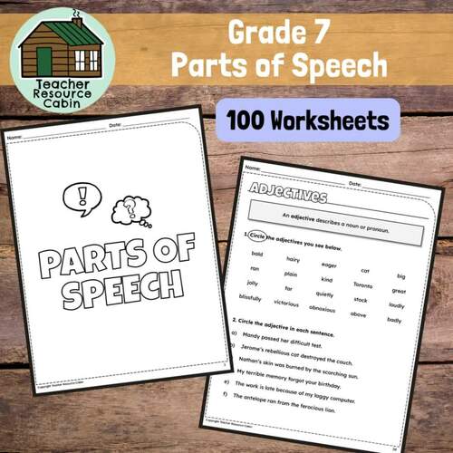 Parts of Speech Worksheets (Grade 7) by Teacher Resource Cabin | TPT