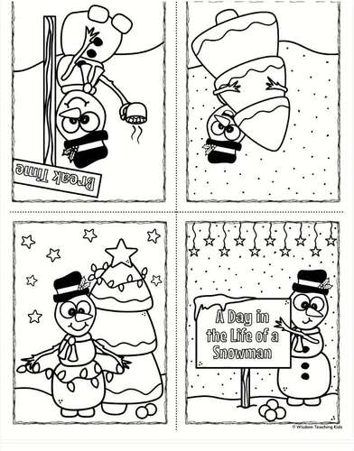 Christmas Snowman Coloring Pages Craft Sequence Writing by Wisdom ...