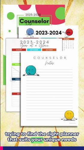 School Counselor Undated Planner 2023-2024, Counselors Printable Planner