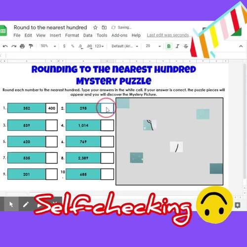 Rounding to the nearest hundred Mystery Puzzle by Miss Busy Teacher Store