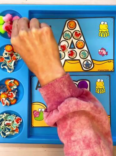 Ocean Theme Letter Number and Shape Dot Mats by Preschool Packets