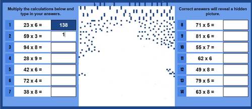 Digital Pixel Art NO PREP Friends with GIF 2-digit X 1-digit Multiplication