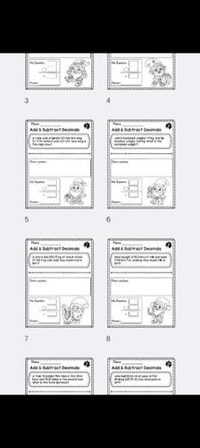 Decimal Word Problems | Adding & Subtracting Decimals Worksheets by ...