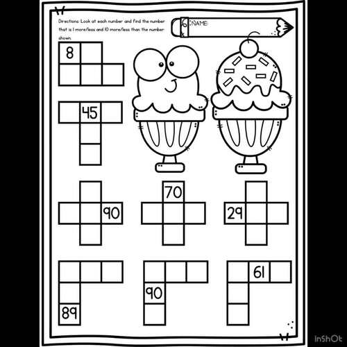 120 Number Grid Puzzles | Mental Math +10 and -10 Practice for 1st Grade