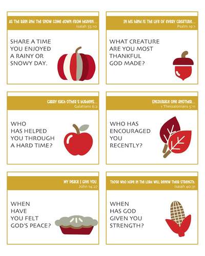 Thanksgiving Bible Conversation Starters | 54 Faith-Based Printable Cards