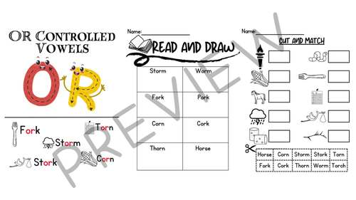 R-Controlled Vowels Decodable Readers: Reading Fluency Passages | -Or