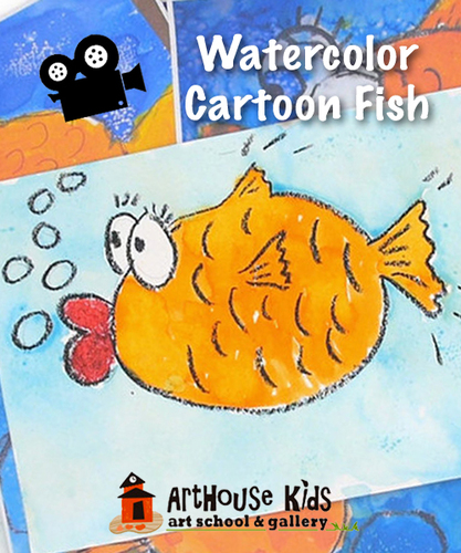 VIDEO: Watercolor Cartoon Fish Art Lesson by ArtHouse Kids | TpT