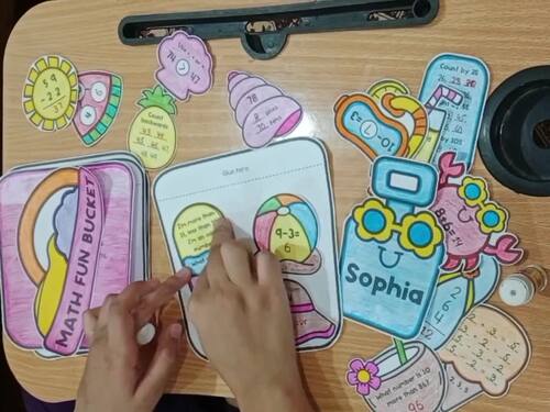 End of Year Math Review 1st Grade Summer Packet Bucket Filler Craft