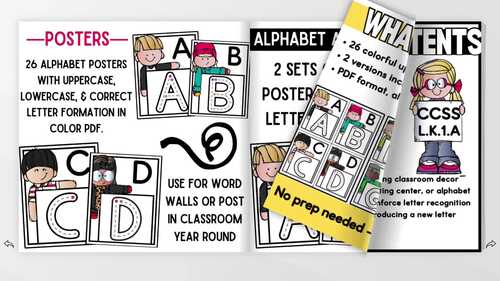 Kindergarten | Uppercase Alphabet Letter Formation | Posters | Handwriting