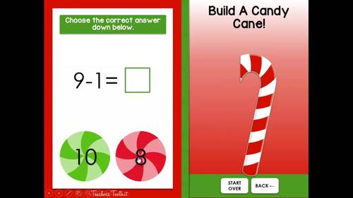 Christmas Candy Math Digital Game for Math Centers Number Practice to 10
