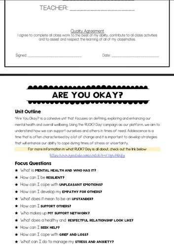 PDHPE Stage 4 Unit - Are You Okay? by Miss PDHPE | TpT