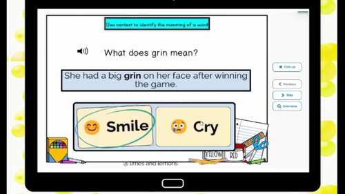 Word Meaning Context Clues Task Cards | BOOM Cards by Limes and Lemons