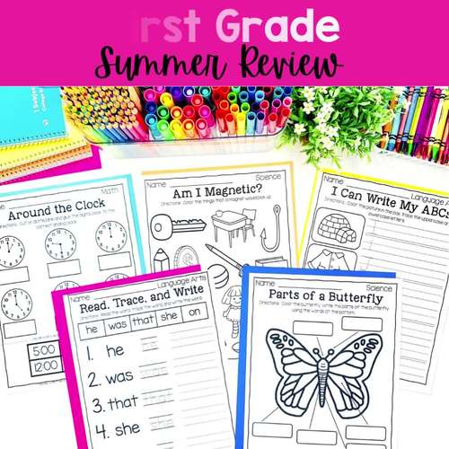 First Grade Summer Review by A Dab of Glue Will Do | TpT
