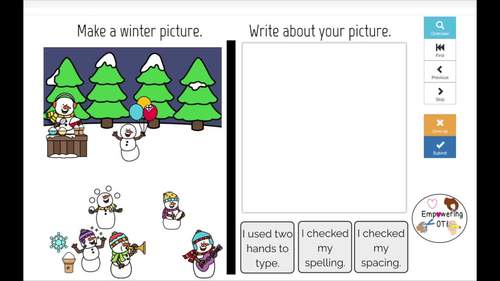 Occupational Therapy Teletherapy: Make a WINTER scene & type! OT SPED