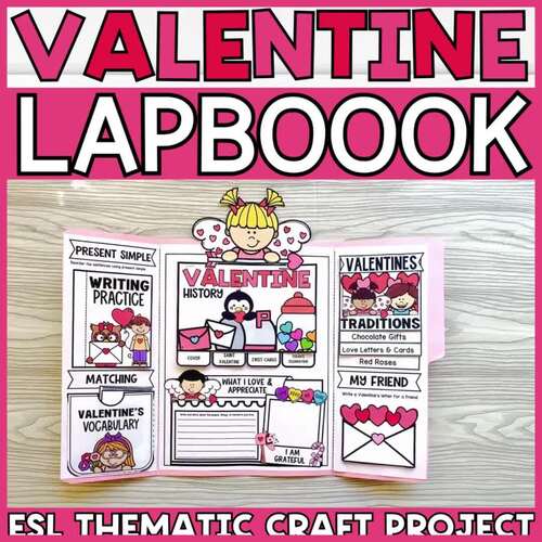 Valentine's Day Lapbook Craft ESL Social Studies Holiday Scaffolded ...